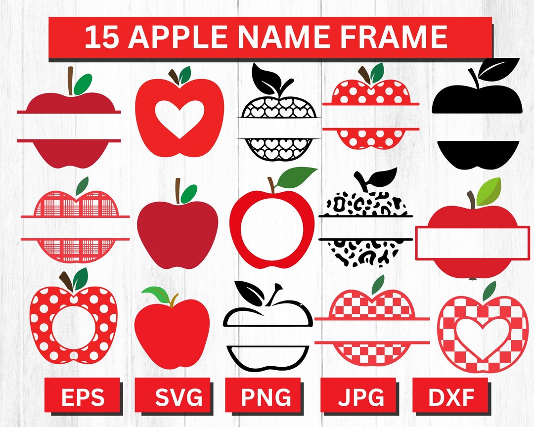 Apple Name Frame Svg, Apple Svg Bundle, Apple Png, Apple Clipart, Apple ...