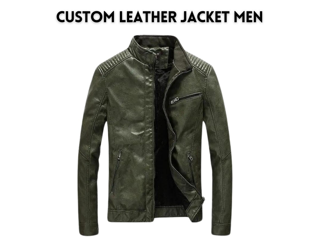 Customizable Men's Long Leather Jacket, Motorcycle Jacket, Leather ...