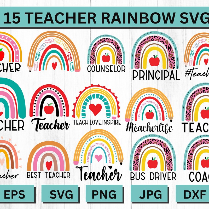 Rainbow Teacher Svg - Etsy