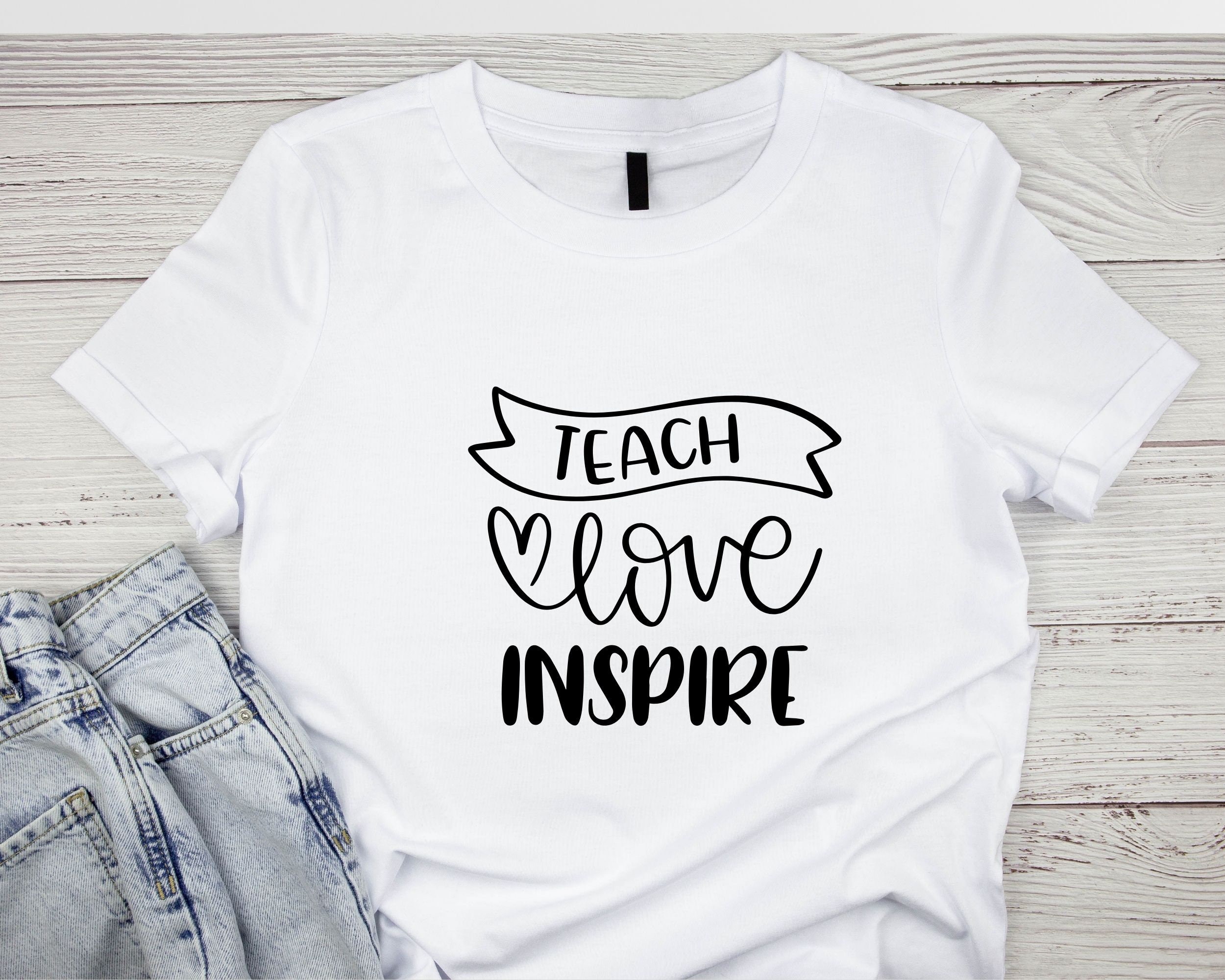 Teach Love Inspire Svg, Teacher Svg Bundle, Teacher Shirt Svg, Funny ...