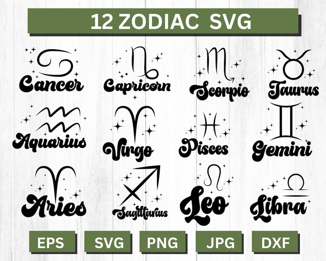 Zodiac Svg, Astrology Svg, Zodiac Svg Bundle, Zodiac Signs Svg, Zodiac ...