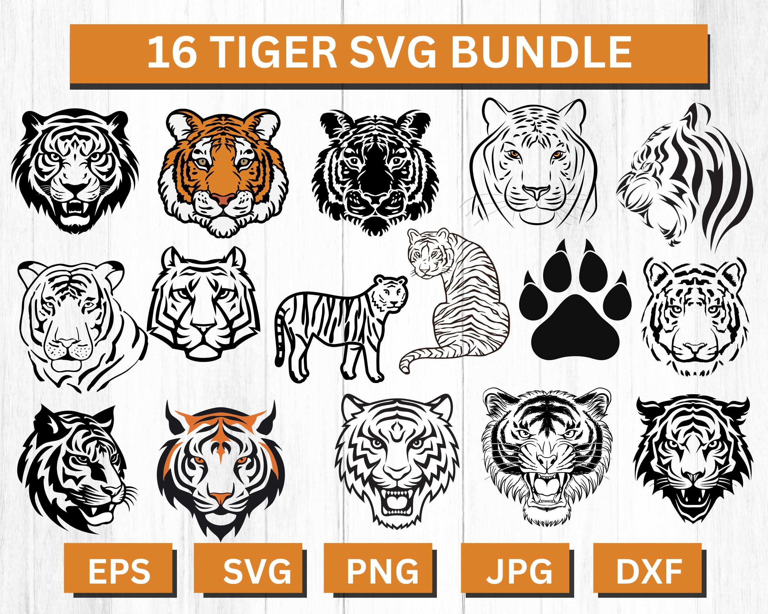 Tiger Svg Bundle, Tiger Png, Animal Svg, Tiger Svg Designs, Tiger ...