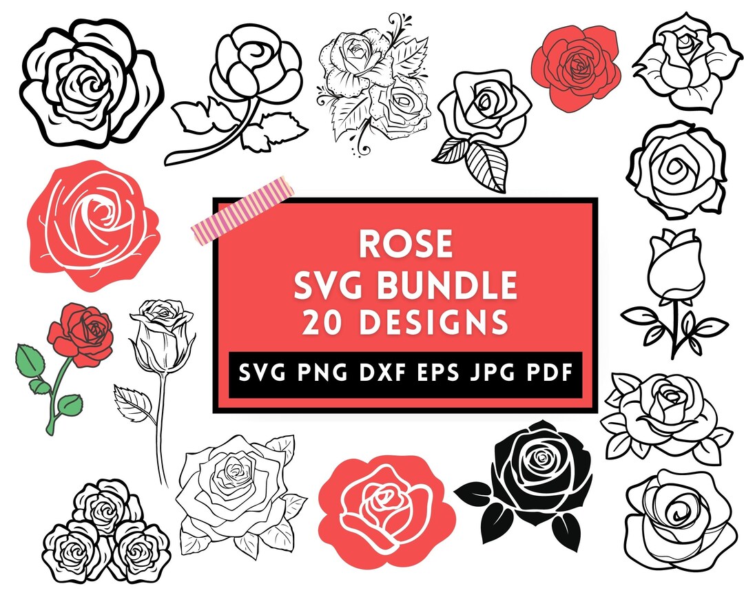 Rose Svg, Rose Clipart, Rose Cut File, Roses Svg, Rose Png, Flowers Svg ...