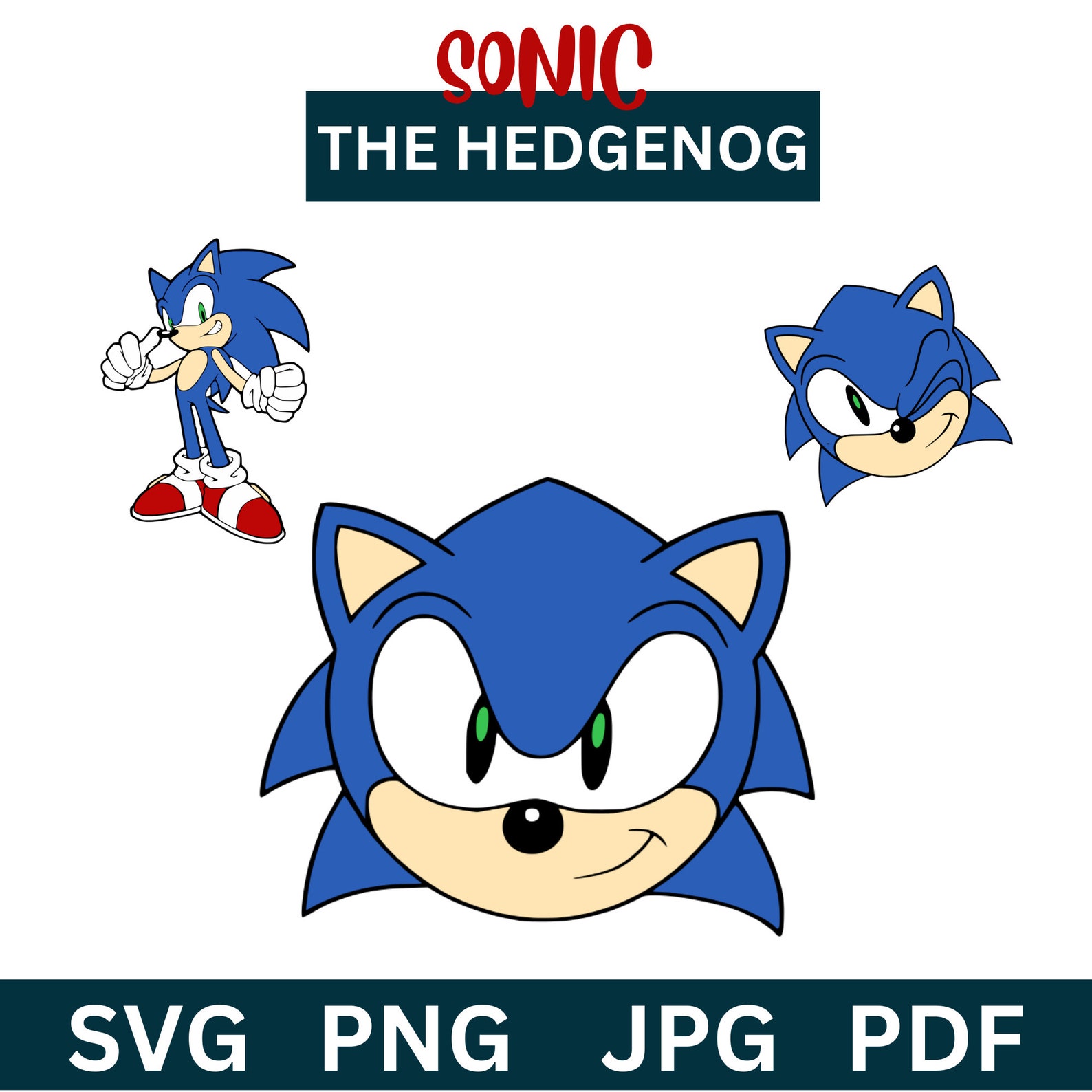 Sonic Svg Sonic Sonic the Hedgehog Sonic Face (Download Now) - Etsy