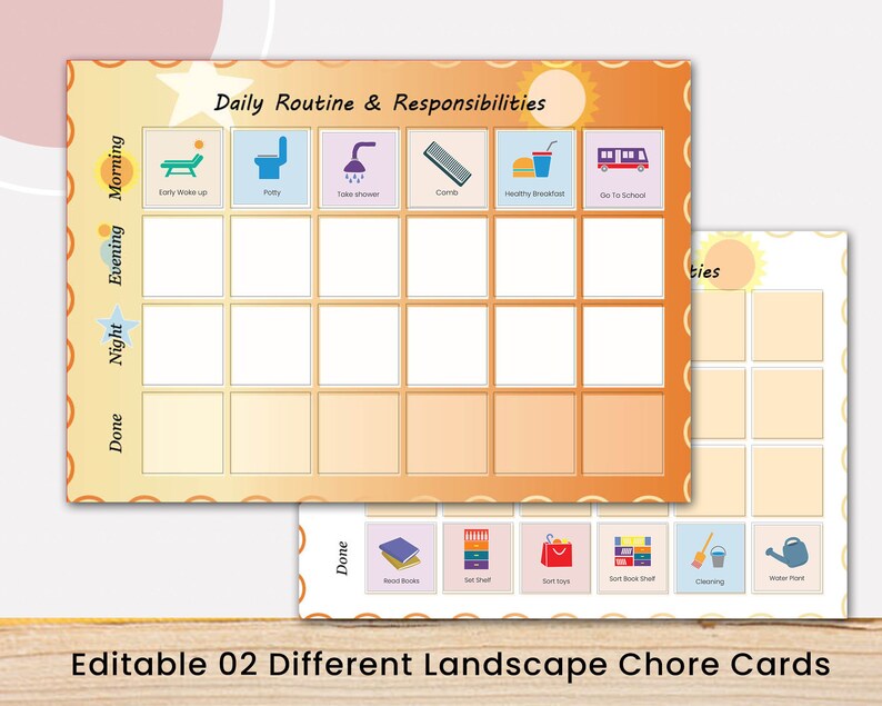 Kids Daily Routine Cards, Chore Chart for Kids, Daily Responsibility ...