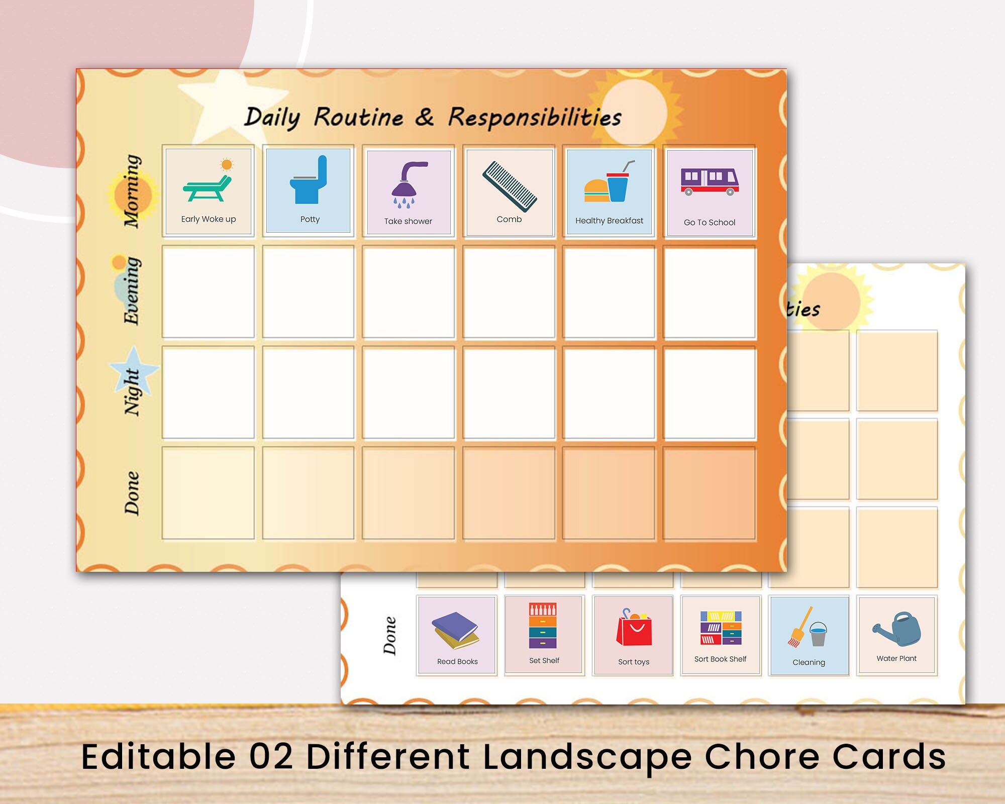 Kids Daily Routine Cards, Chore Chart for Kids, Daily Responsibility ...