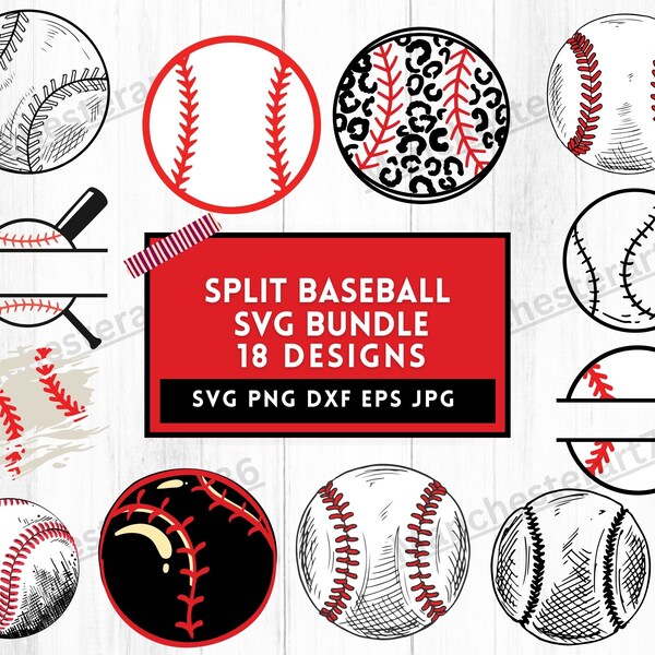 Split Baseball Svg - Etsy