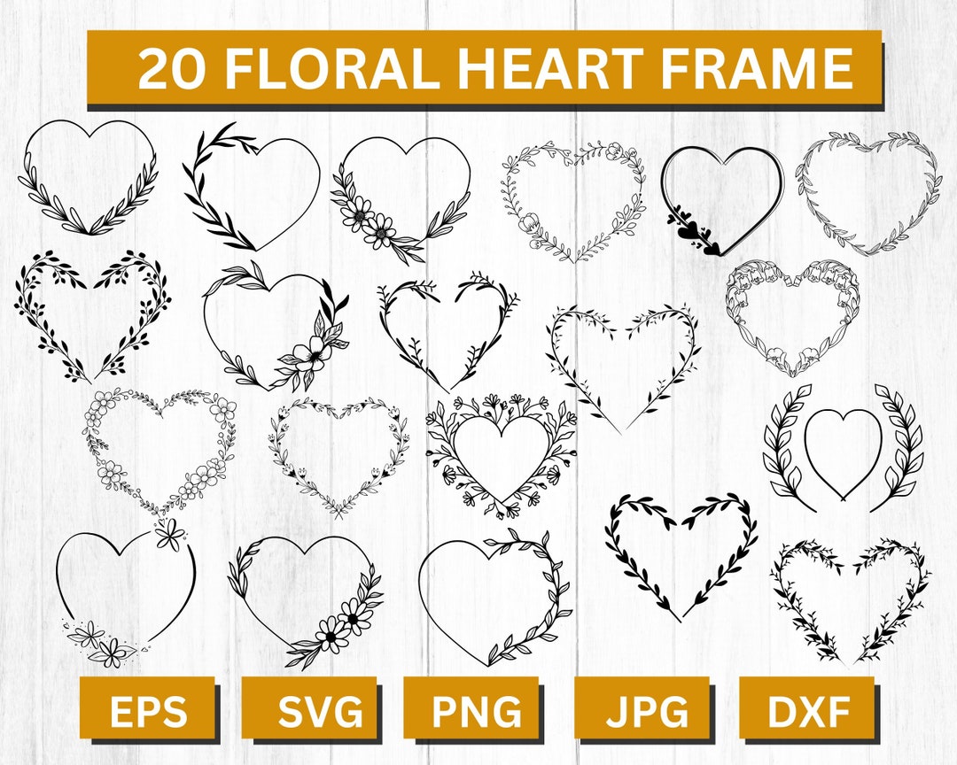 Heart Frame Svg, Floral Heart Svg, Floral Frame Svg, Flower Heart Svg ...