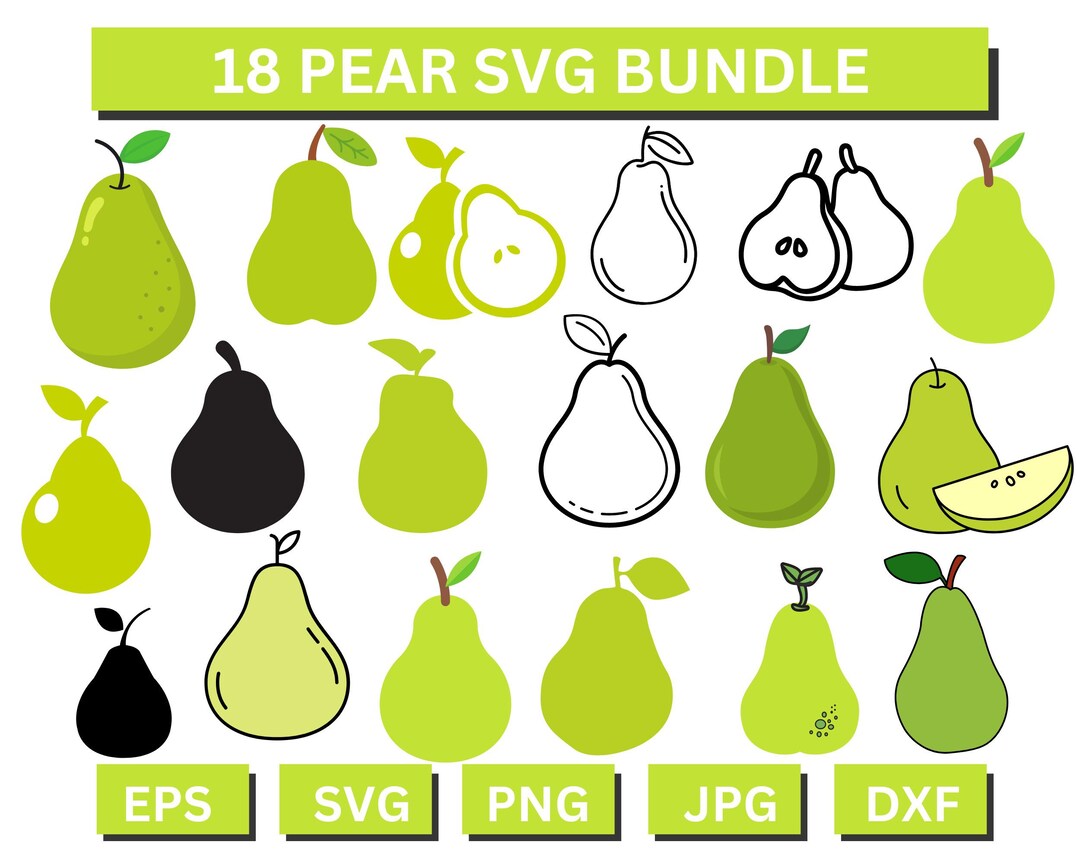 Pear Svg Bundle, Pear Png, Pear Clipart, Fruit Svg, Pear Files,pear ...