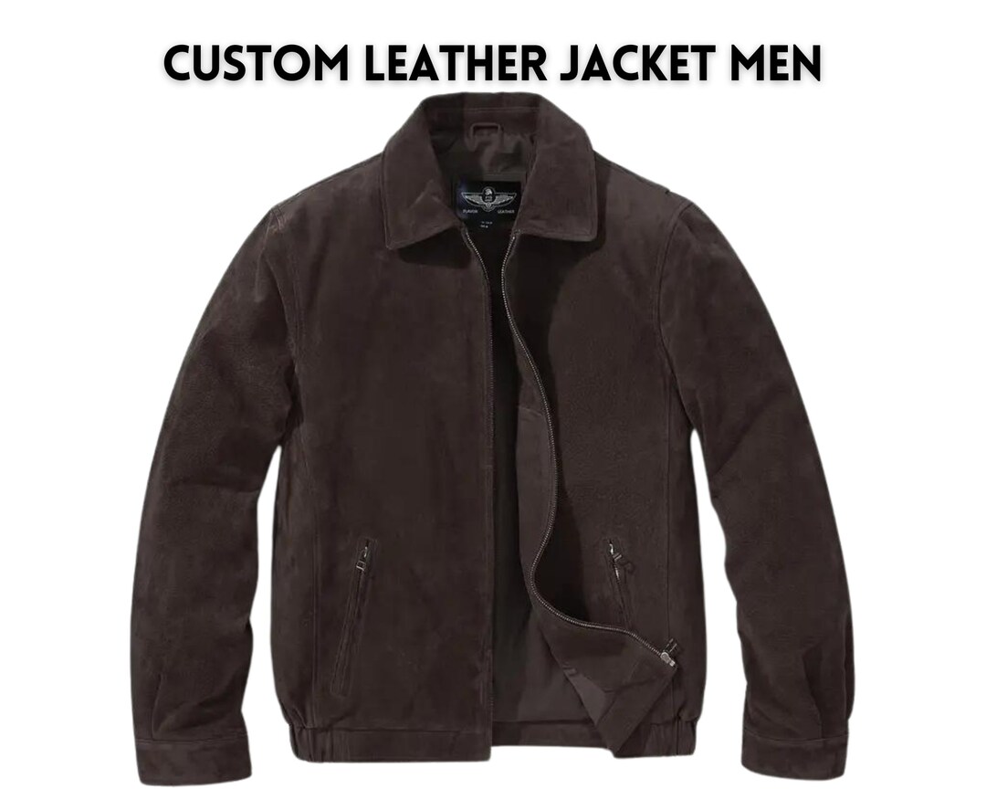 Customizable Men's Suede Leather Bomber Jacket, Leather Jacket Men ...