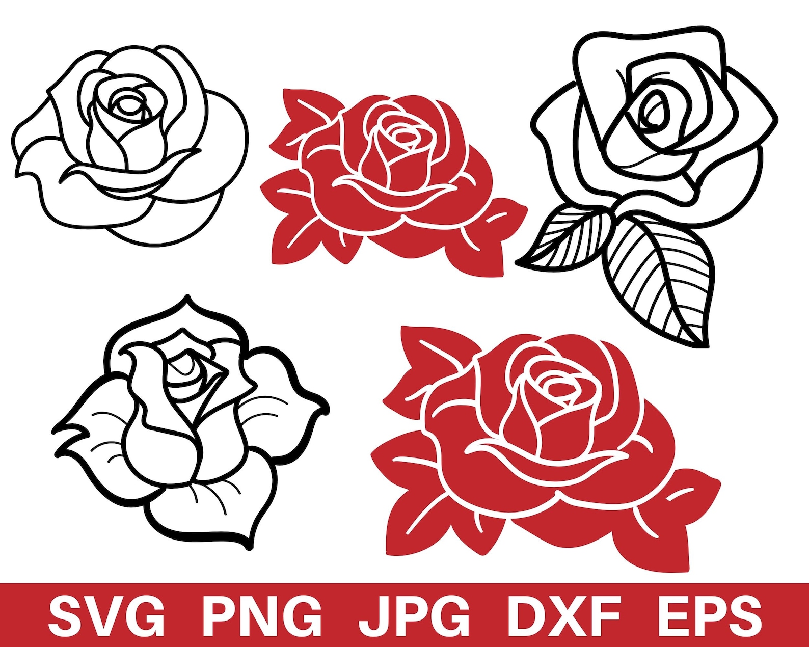Rose Svg Bundle, Flower Svg, Rose Png, Svg Files for Cricut, Rose ...