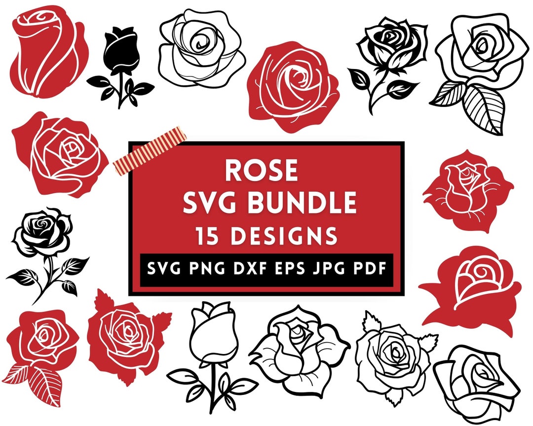 Rose Svg Bundle, Flower Svg, Rose Png, Svg Files for Cricut, Rose ...