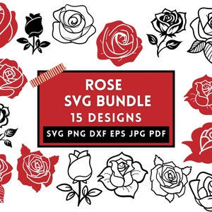 Rose Svg Bundle, Flower Svg, Rose Png, Svg Files for Cricut, Rose ...