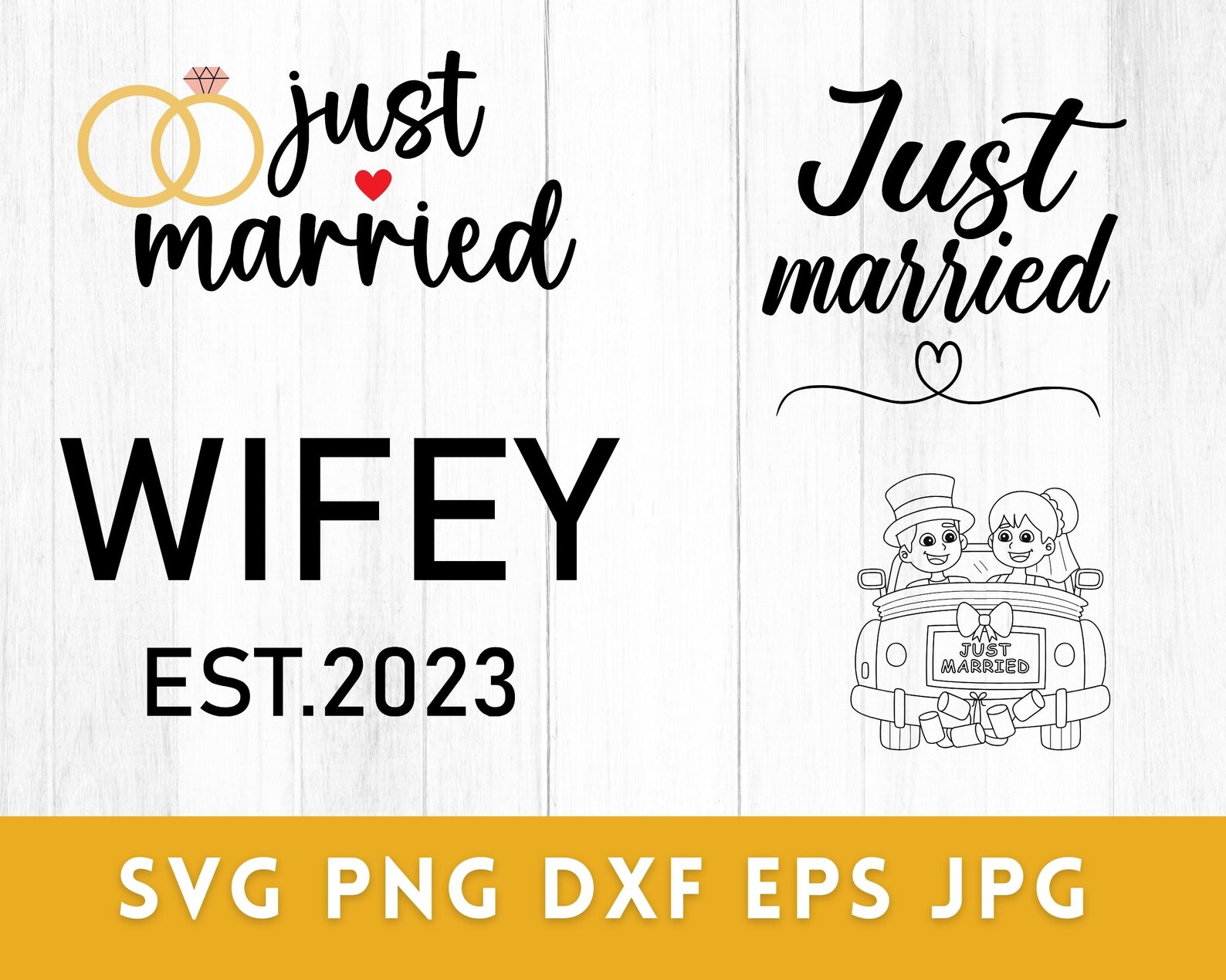 Just Married Svg, Wedding Svg, Marriage Svg, Married Svg, Wedding Sign ...