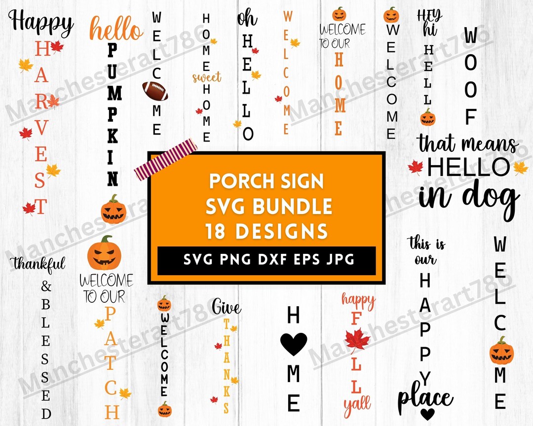 Porch Sign Svg Bundle Porch Sign Png Halloween Porch Signs Etsy