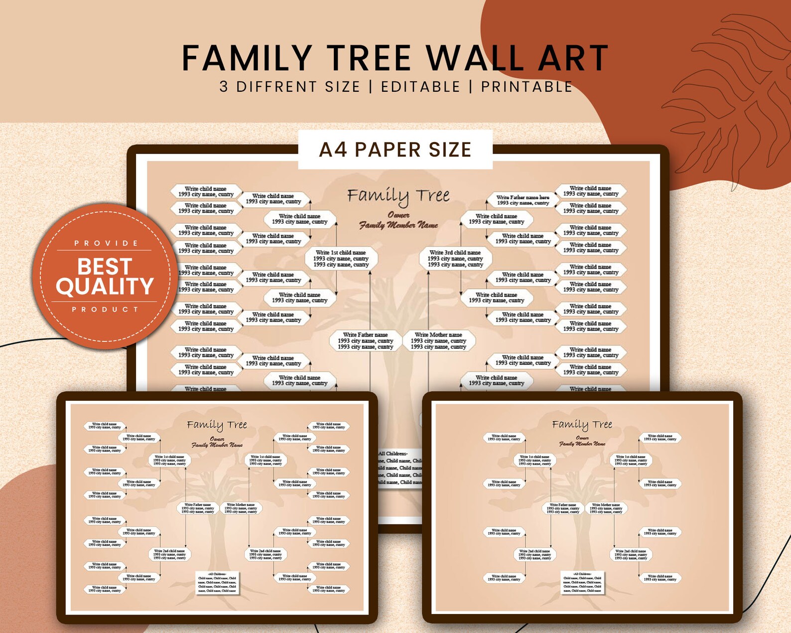 Six Generation Family Tree Template PDF - Etsy