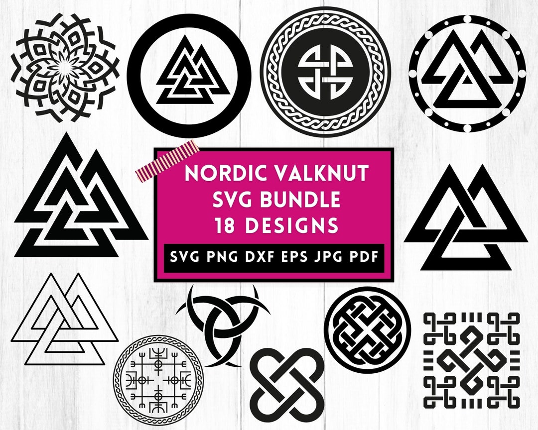 Nordic Valknut Svg Files , Rune Svg Cut File, Vegvisir Svg, Nordic Svg ...