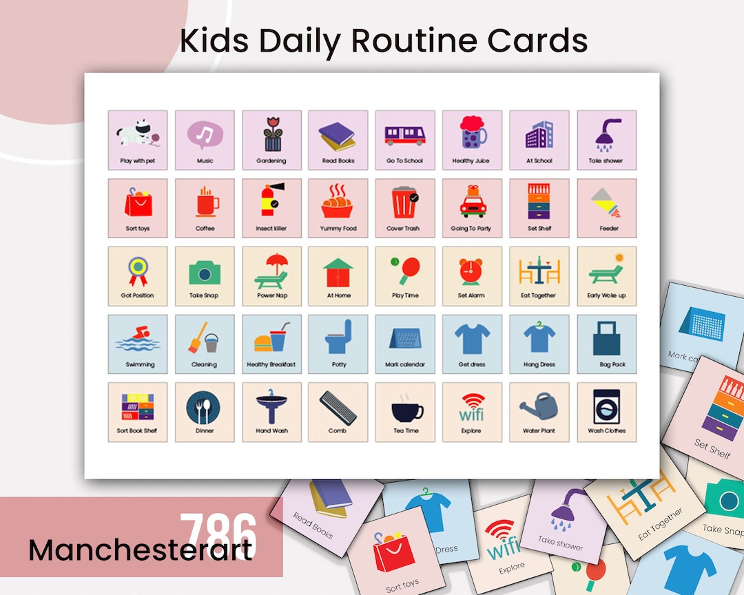 Kids Daily Routine Cards, Chore Chart for Kids, Daily Responsibility ...