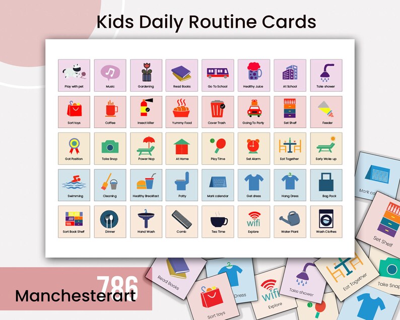 Kids Daily Routine Cards, Chore Chart for Kids, Daily Responsibility ...