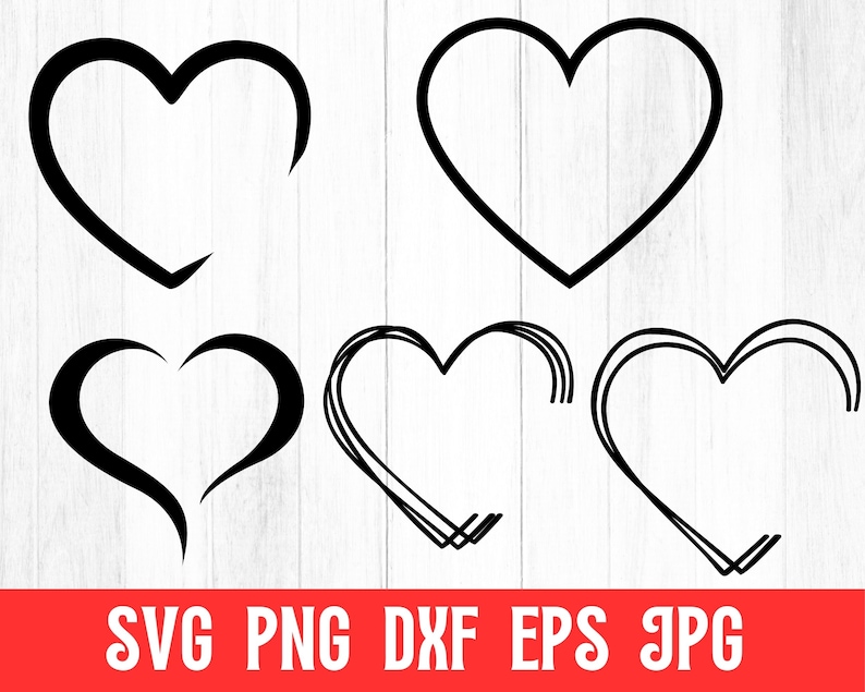 Open Heart Svg, Heart Svg Bundle, Open Heart Clipart, Sketch Heart Svg ...