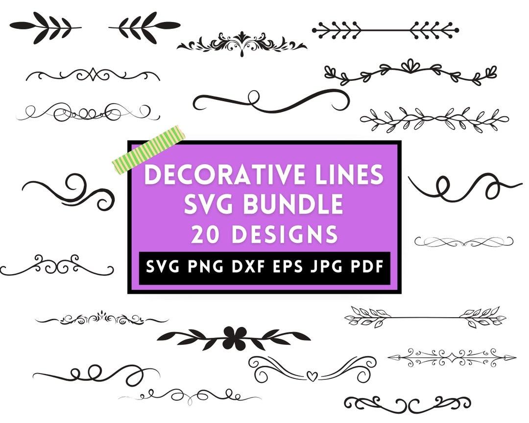 Decorative Lines Svg Bundle, Vector Files, Digital Download, Decorative ...