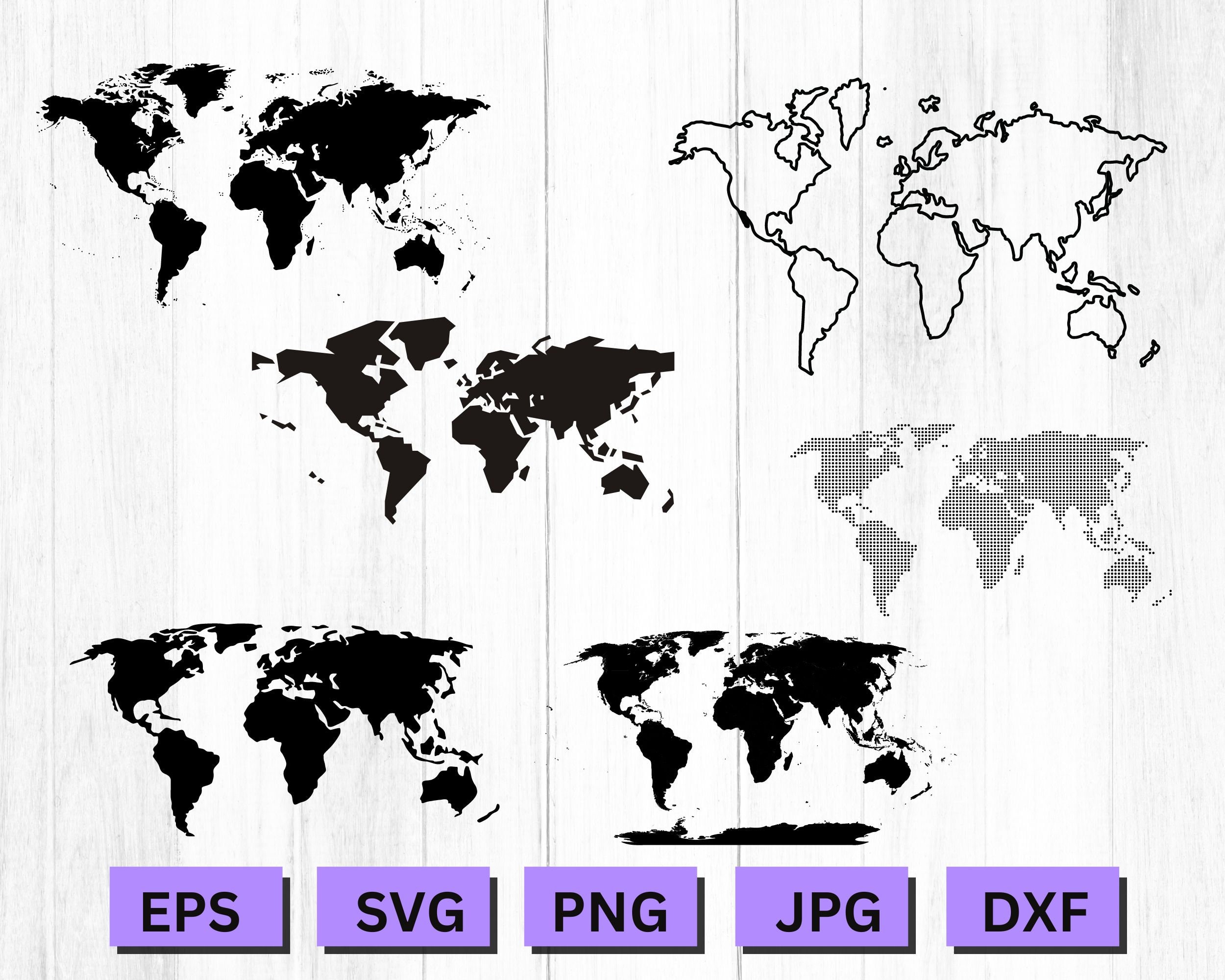 World Map Svg World Map Clipart World Map Png World Map - Etsy UK