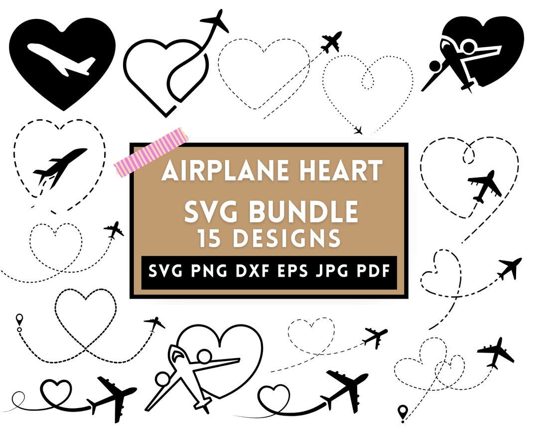 Airplane Heart Svg, Airplane Svg, Airplane Clipart, Flying Airplane Svg ...