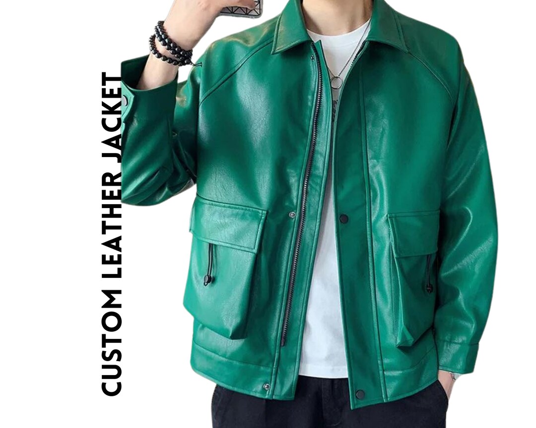 Customizable Leather Jacket for Men, Genuine Leather, Motorcycle Jacket ...