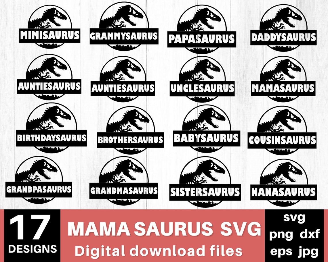 Mama Saurus Svg Family Saurus Svg Mama Saurus Dxf Family - Etsy