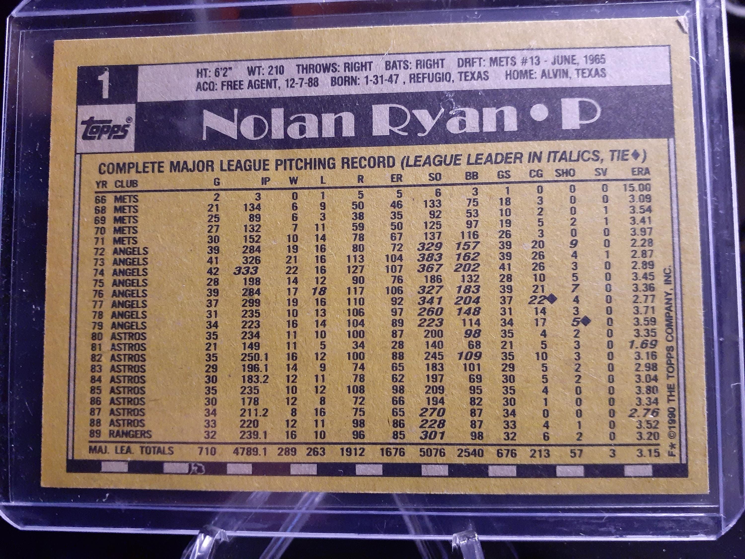 1990 Nolan Ryan 5000 K’s Complete Set / 5 Card Set #1 #2 #3 #4 #5 - Etsy