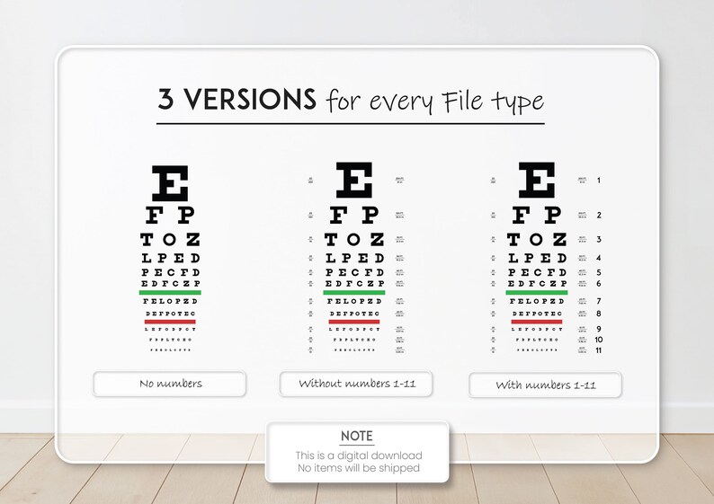 Eye Chart 'snellen' PNG SVG DXF Customize Vision - Etsy Australia
