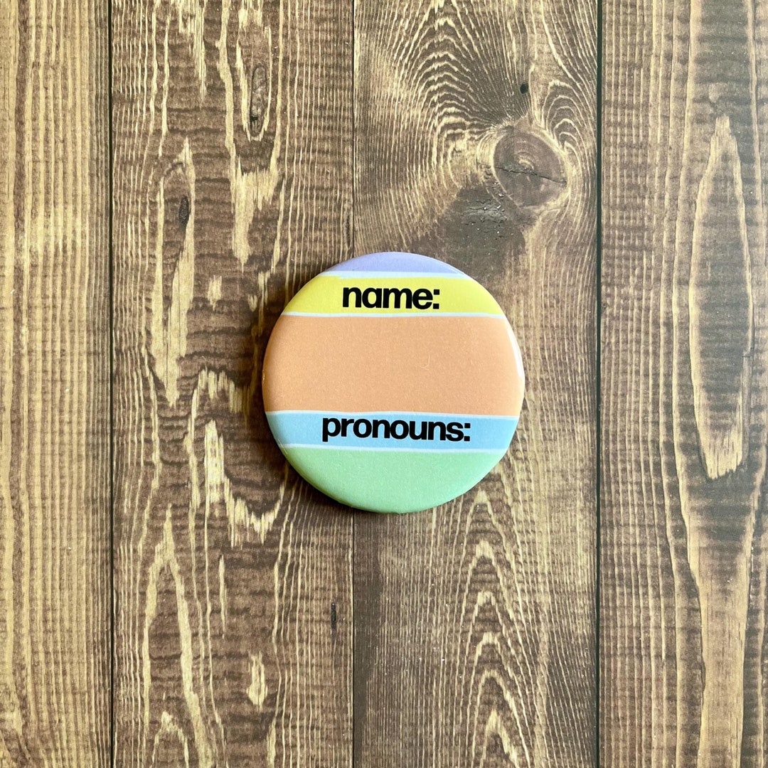 Customizable Reusable Name and Pronoun Tag Pin - Etsy