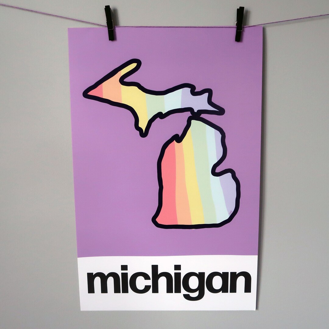Rainbow Michigan Pride 11x17 Poster Print - Etsy