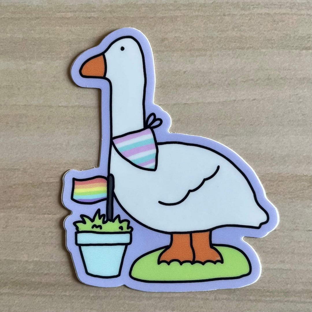 Rainbow Trans Pride Porch Goose Sticker - Etsy