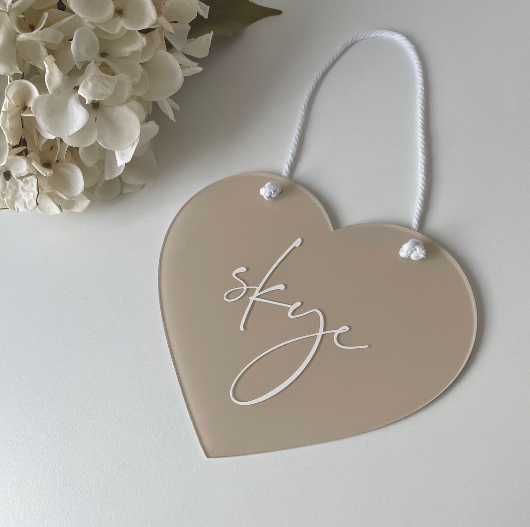 Neutral Heart Baby Nursery Hanging Acrylic Sign Baby Gift Nursery Sign ...