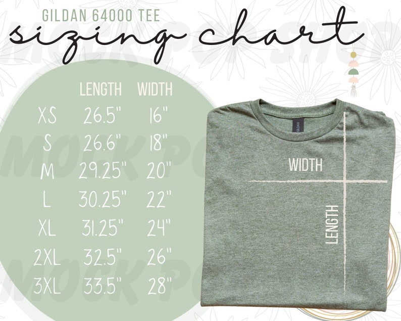 Gildan 64000 Boho Editable Size Chart Color Chart Bundle - Etsy