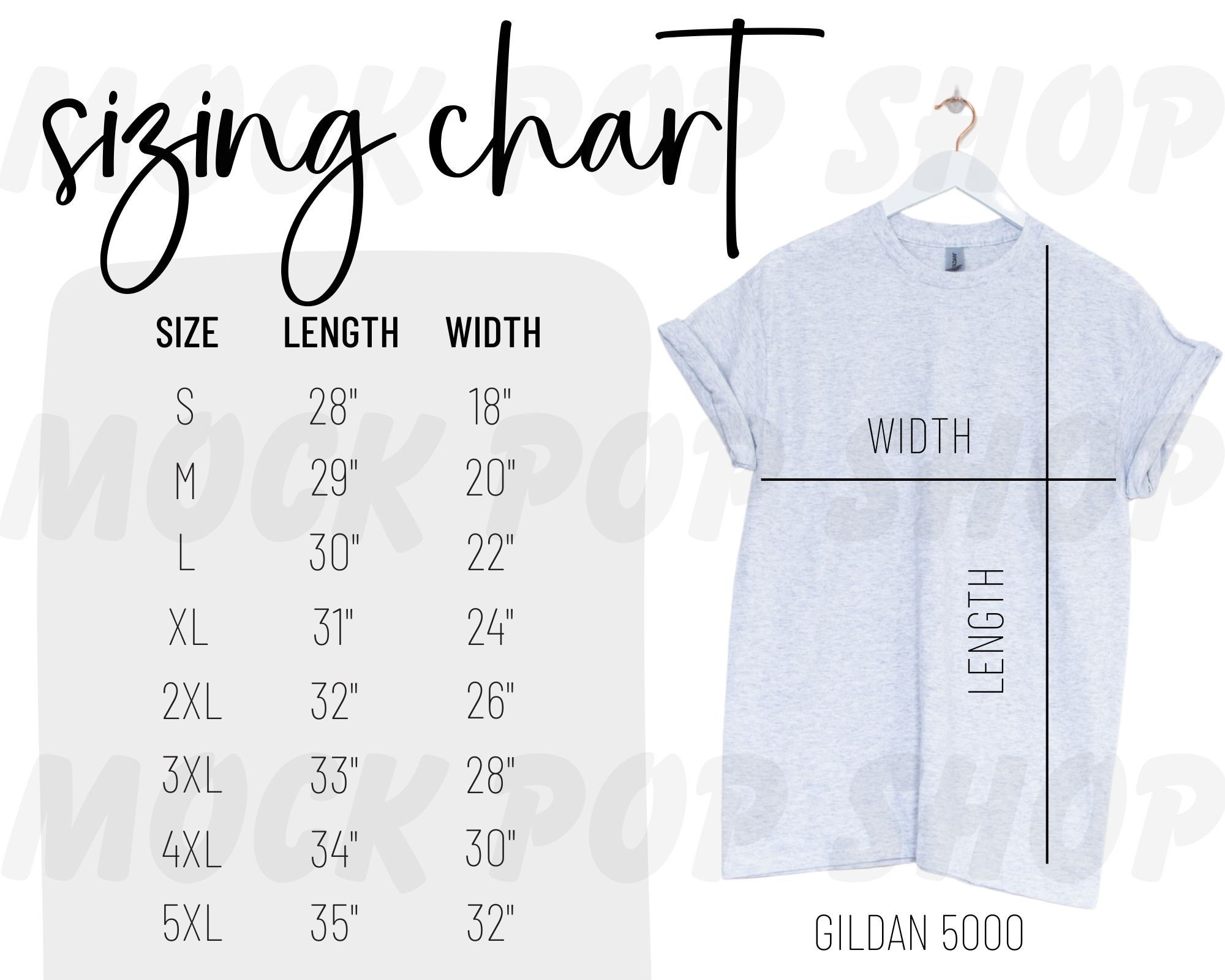 Gildan 5000 Editable Size Chart Color Chart Canva Template Bundle - Etsy