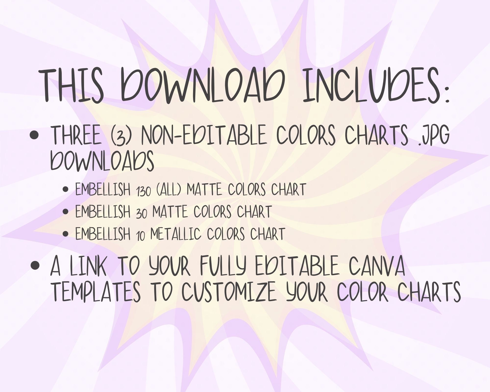 Embellish Matte & Metallic Thread Colors Editable Embroidery Thread Color Chart Canva Template ...