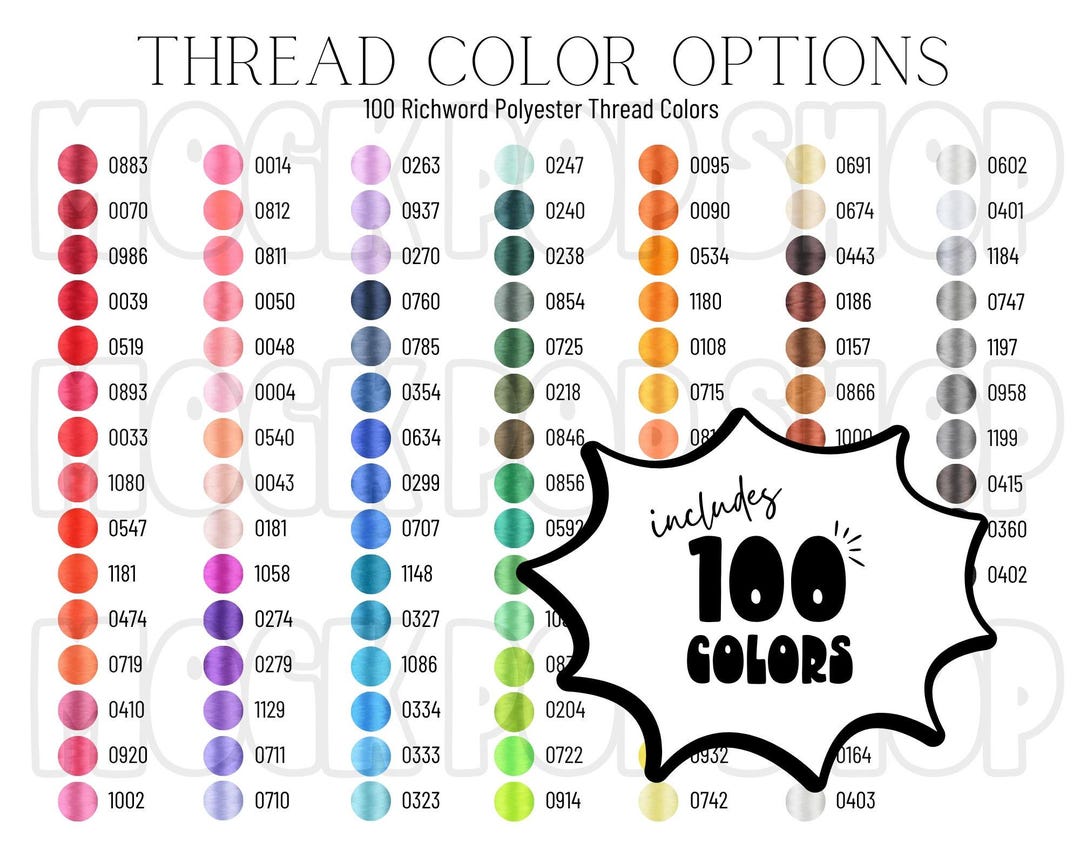 Richword Polyester Thread 100 Colors Editable Embroidery Thread Color ...