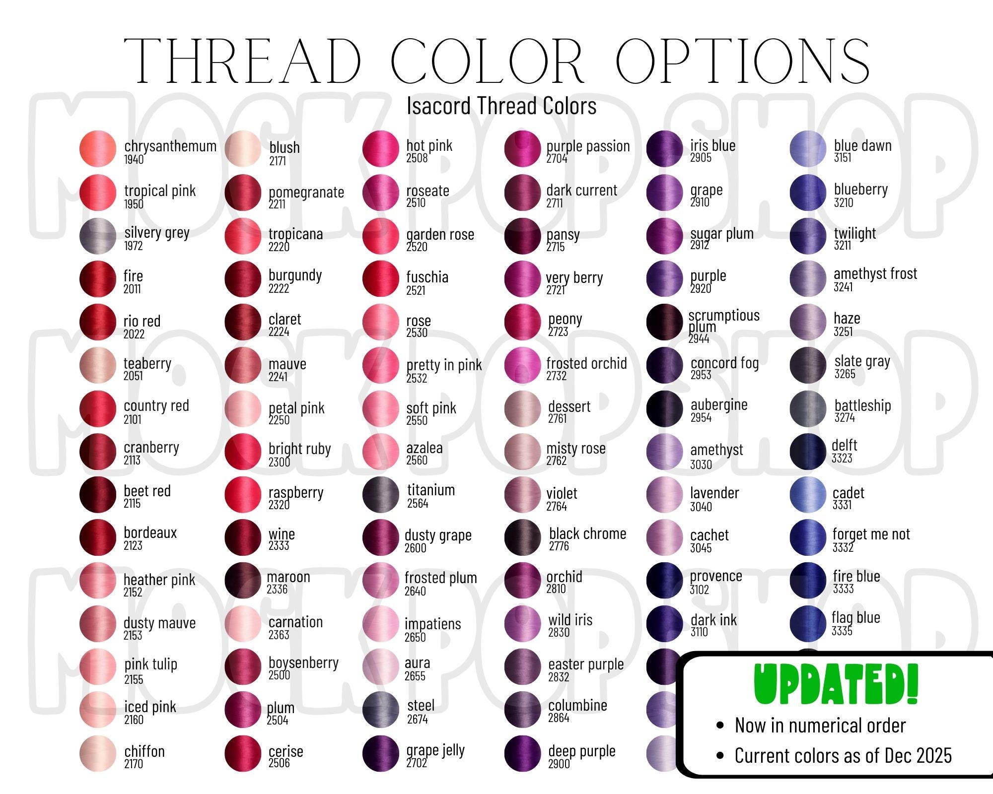 Isacord Embroidery Thread Color Chart - Editable Canva Template - All ...