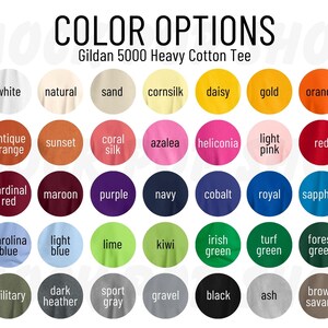 Gildan 5000 Minimalist Size Chart Color Chart Editable - Etsy
