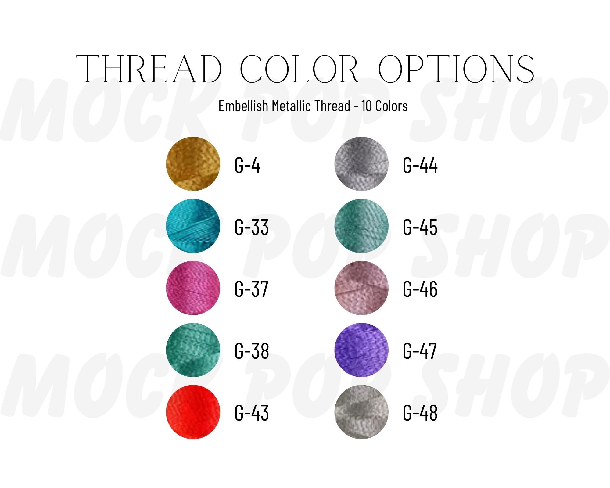 Embellish Matte & Metallic Thread Colors Editable Embroidery Thread ...