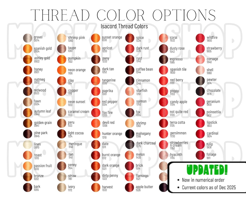 Isacord Embroidery Thread Color Chart - Editable Canva Template - All ...