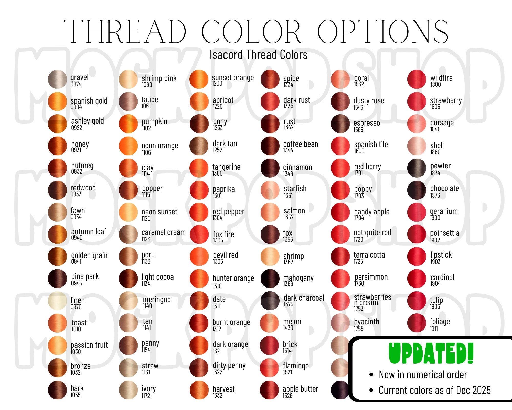 Isacord Embroidery Thread Color Chart - Editable Canva Template - All ...