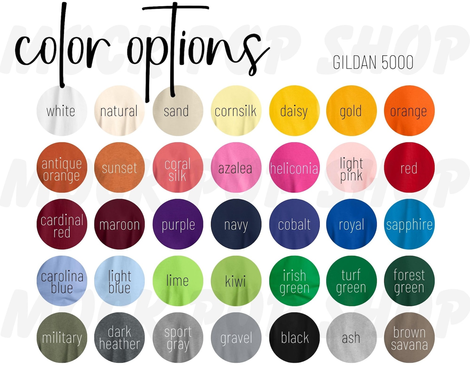Gildan 5000 Editable Size Chart Color Chart Canva Template Bundle - Etsy UK