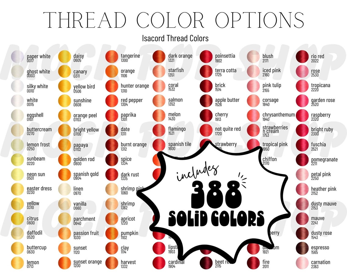 Isacord All Colors Thread Color Options Editable Color Chart Canva ...