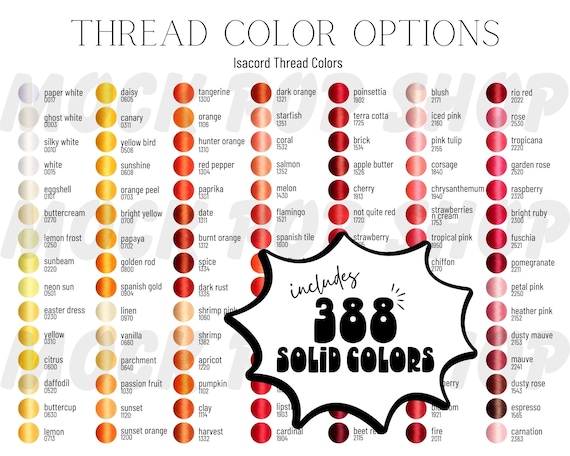Isacord To Madeira Conversion Isacord Embroidery Thread Colour Chart