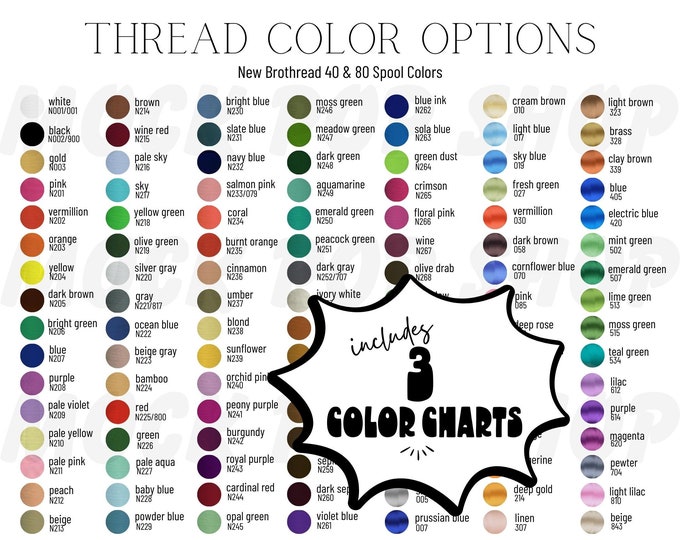 New Brothread Color Chart: Embroidery Thread Inventory (editable Canva ...