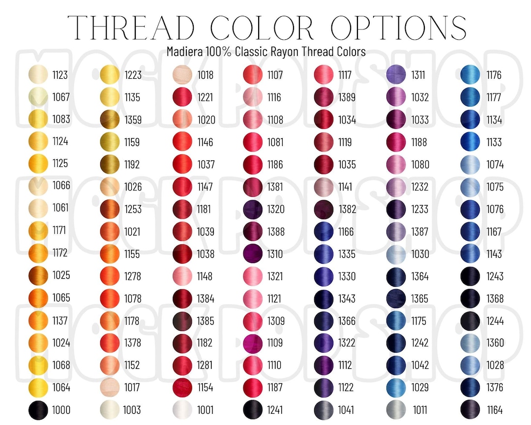 Madiera Rayon 222 Thread Colors Editable Color Chart Canva Template ...