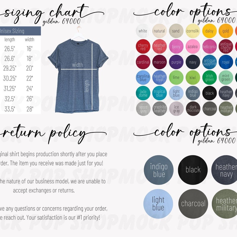 Gildan 6400 Color Chart - Etsy